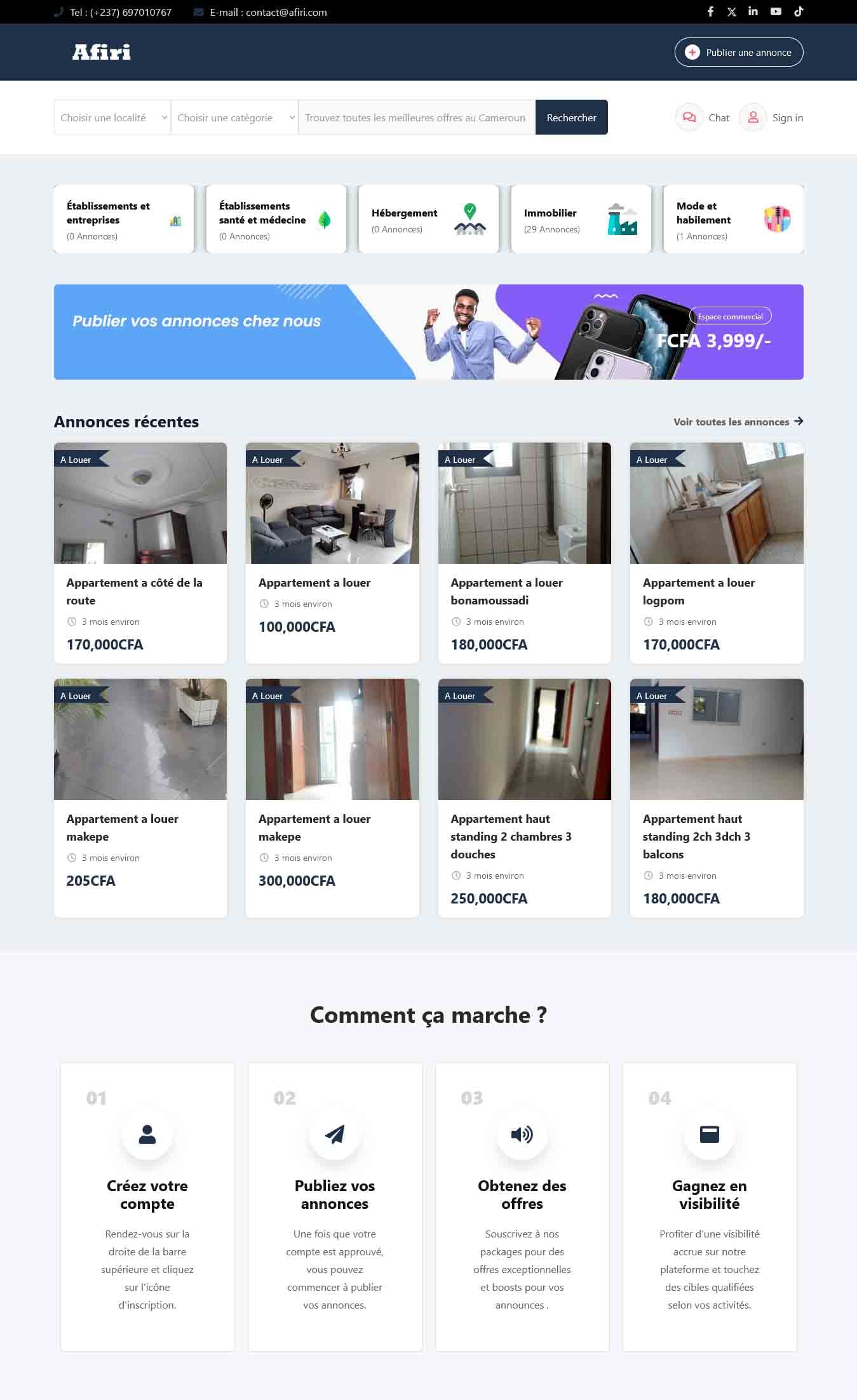 Afiri : site web d'annonces au Cameroun